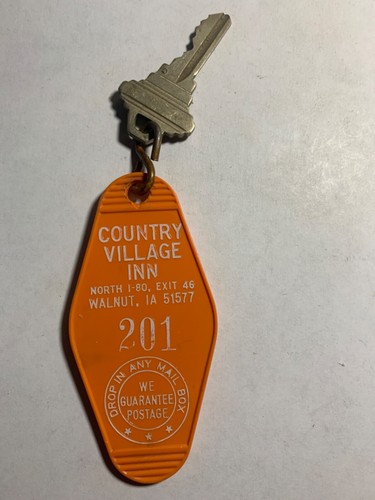 Country Village Inn Hotel Motel Room Key Fob & Key Walnut Iowa #201 | eBay