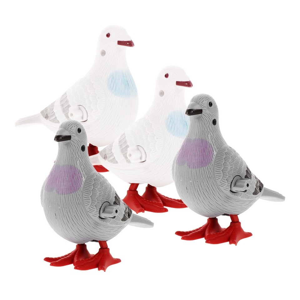 4 Pcs Wind-up Bird Clockwork Animal Toy Small Plastic Pigeons Toys ...