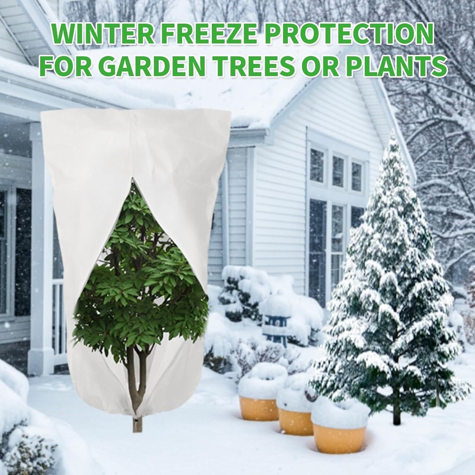 Outdoor Winter Plant Covers With Drawstring- Frost Protection for ...