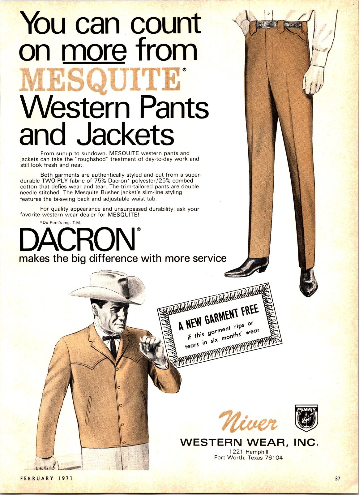 Niver Western Wear Mesquite Clothing Print Ad Ephemera Wall Decor | eBay