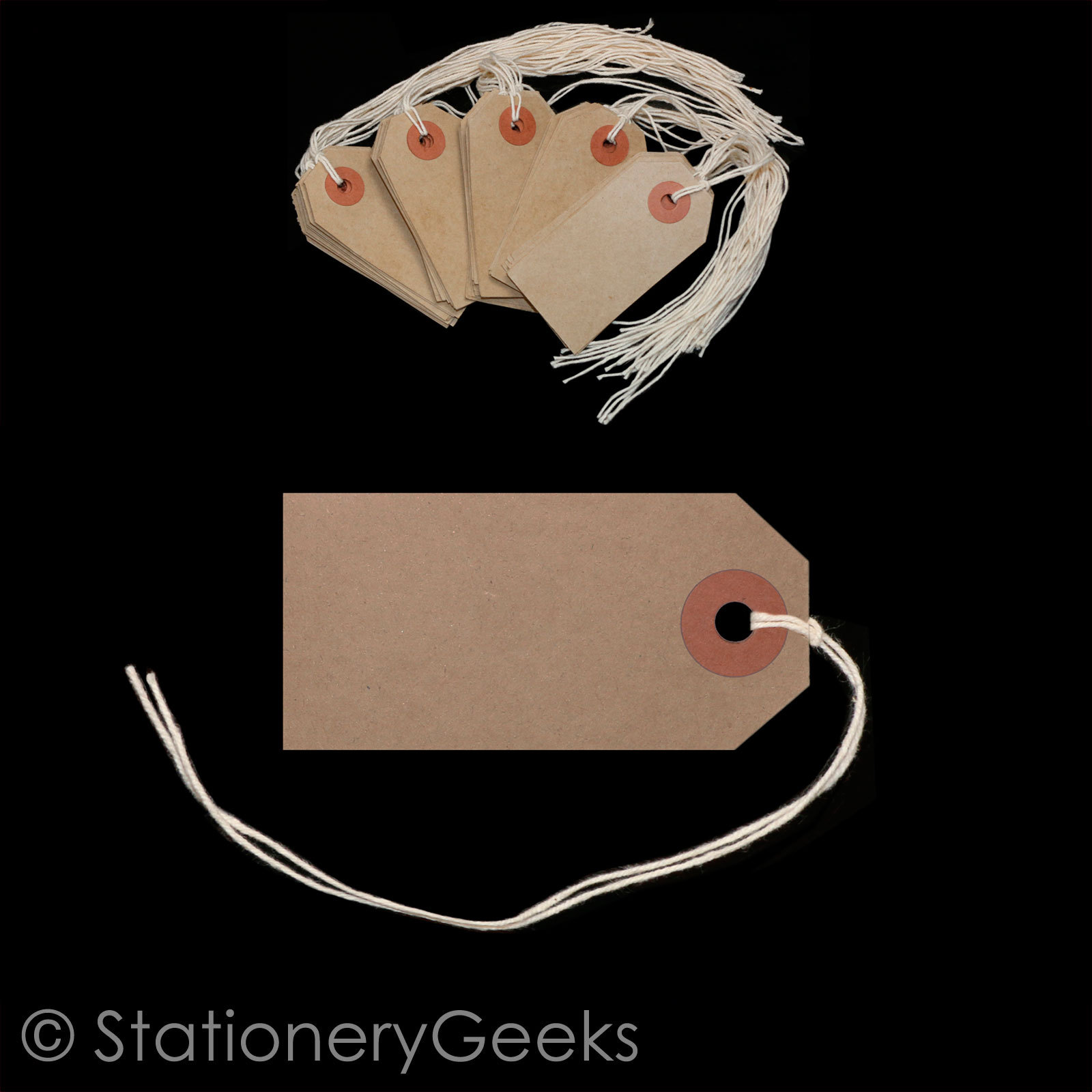 50 Strung Reinforced Tags 70mm x 35mm Luggage Labels Tag String Buff ...