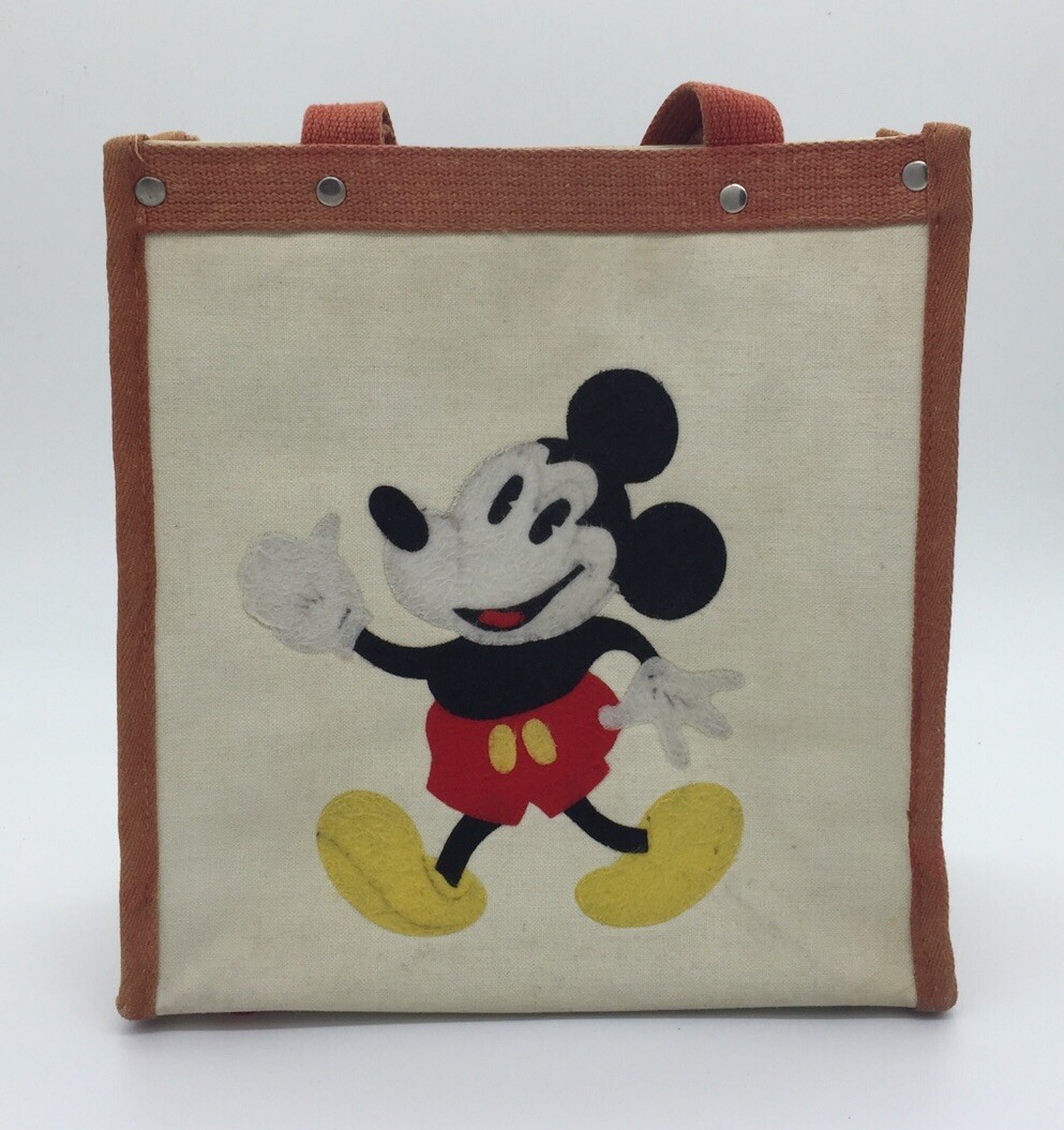 Vintage Walt Disney Canvas Tote Bag W/ Felt Mickey Mo… - Gem