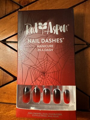 Red Aspen HALLOWEEN RED BLACK TIPPED OVAL Trixia Or treat Nail Dashes ...