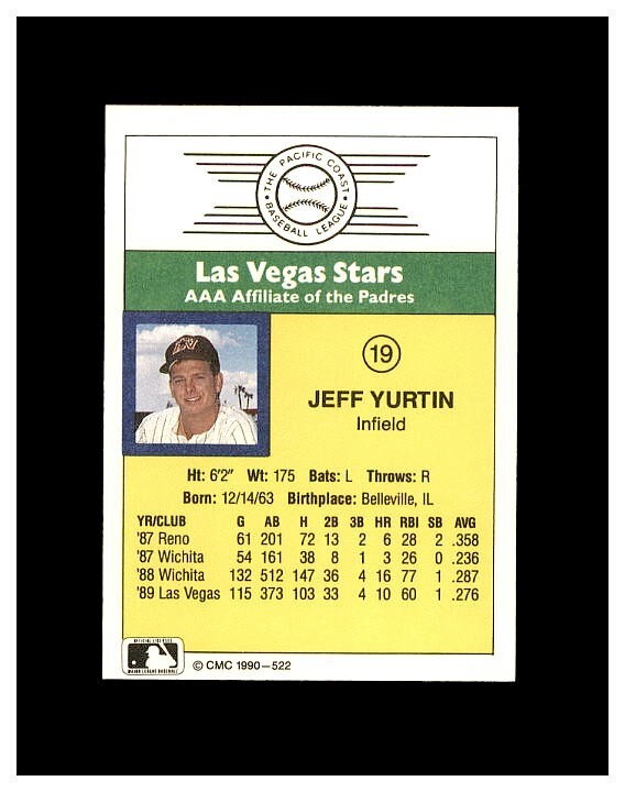 1990 Las Vegas Stars CMC #19 Jeff Yurtin | eBay