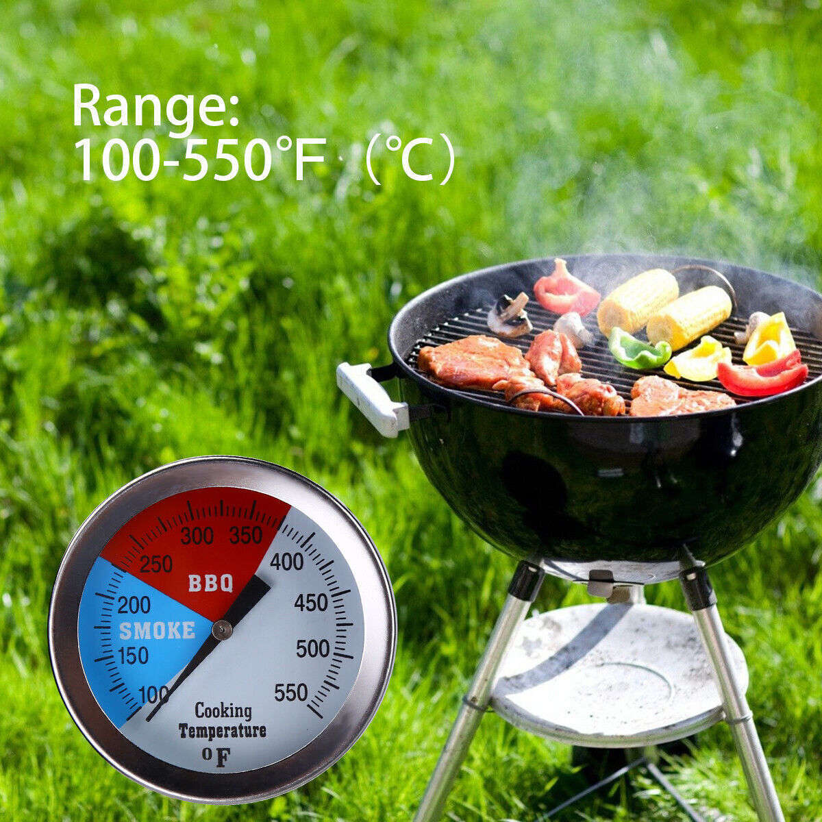 2Pcs Temperature Thermometer Gauge BBQ Grill Smoker Pit Thermostat ...