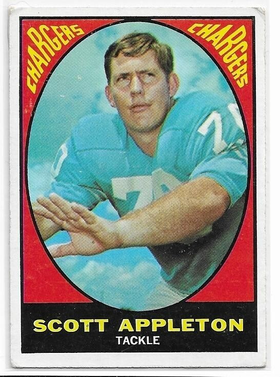 SCOTT APPLETON 1967 Topps Football card #118 San Diego Chargers EX-/VG+ ...