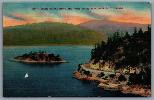 Postcard Vancouver BC c1930s North Shore Marine Drive And Howe Sound | eBay