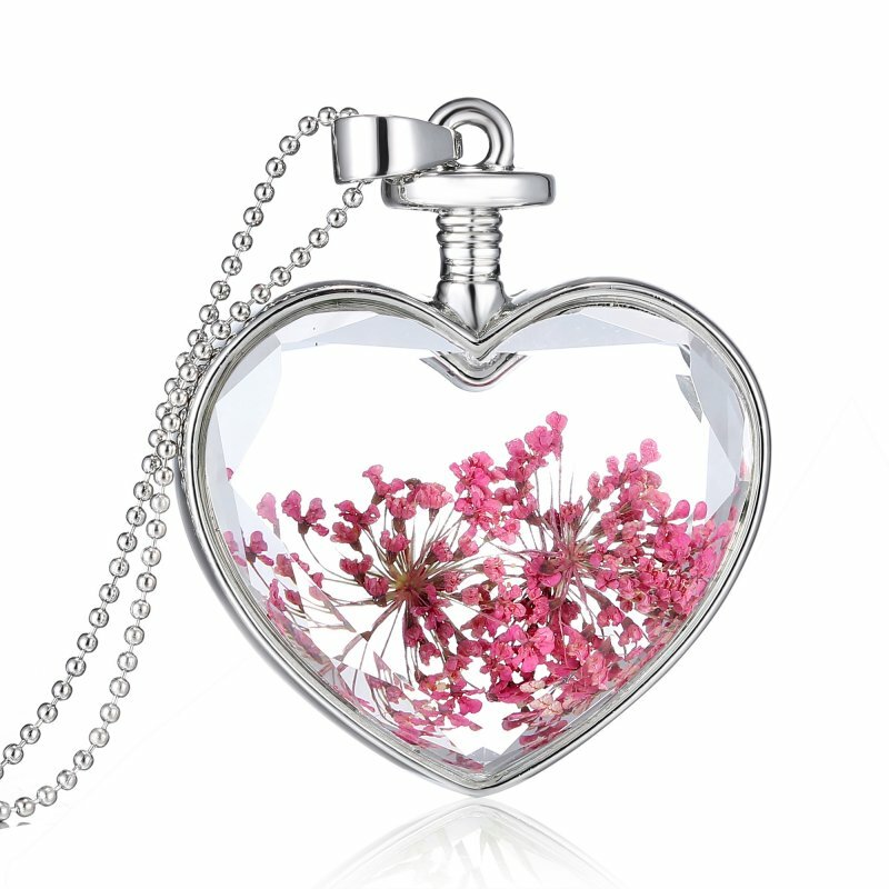 New Natural Real Dried Flower Resin Round Glass Floating Locket Pendant ...