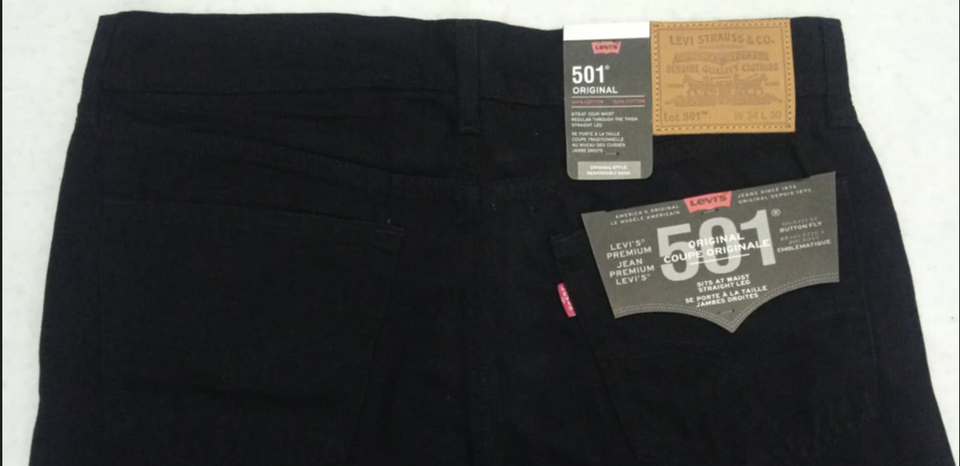 Levis 501 Mens Original Fit Straight Leg Bottoms Jet Black Jeans ...