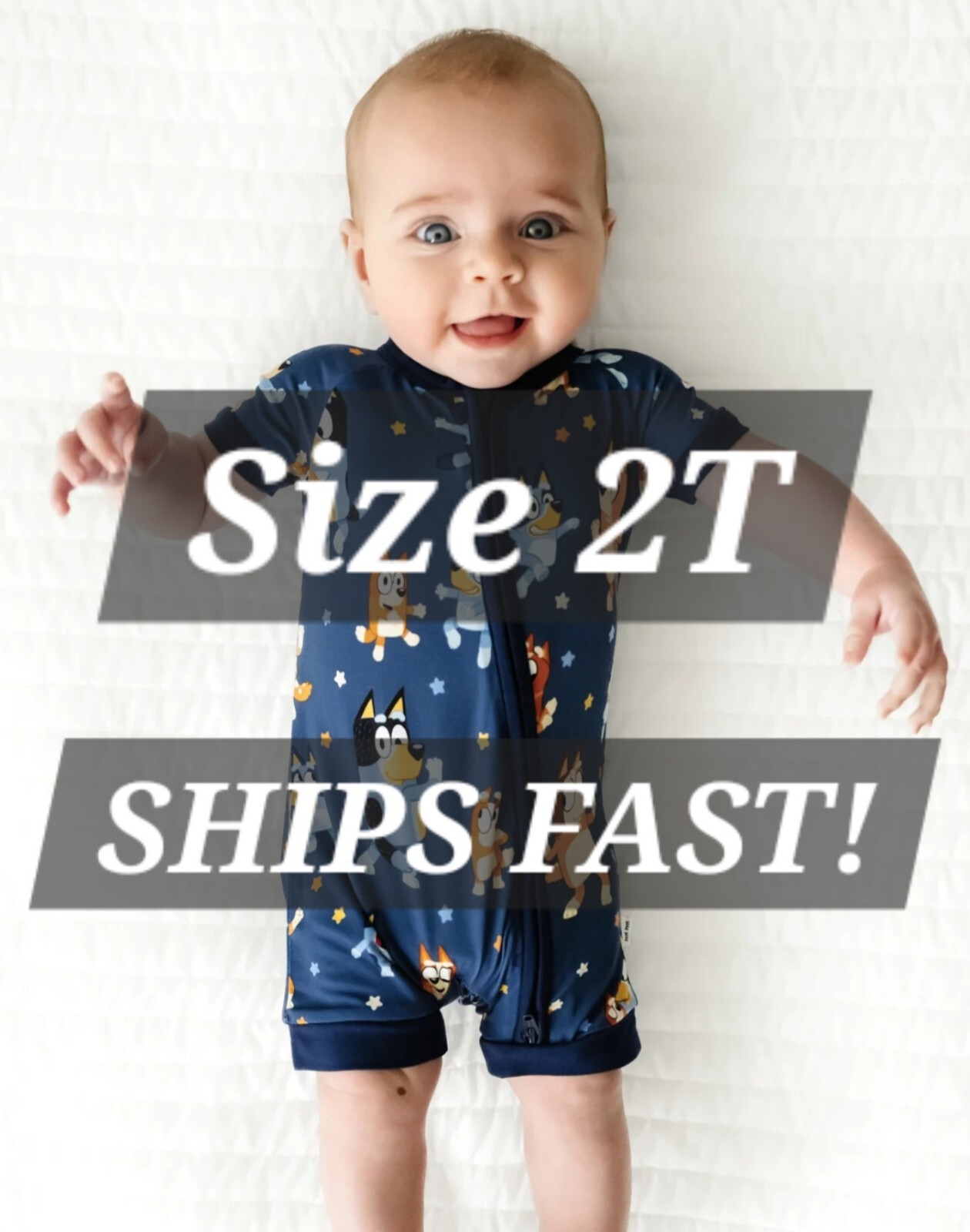 Little Sleepies Bluey Size 2T Bluey Dance Mode Shorty Zippy IN HAND ...