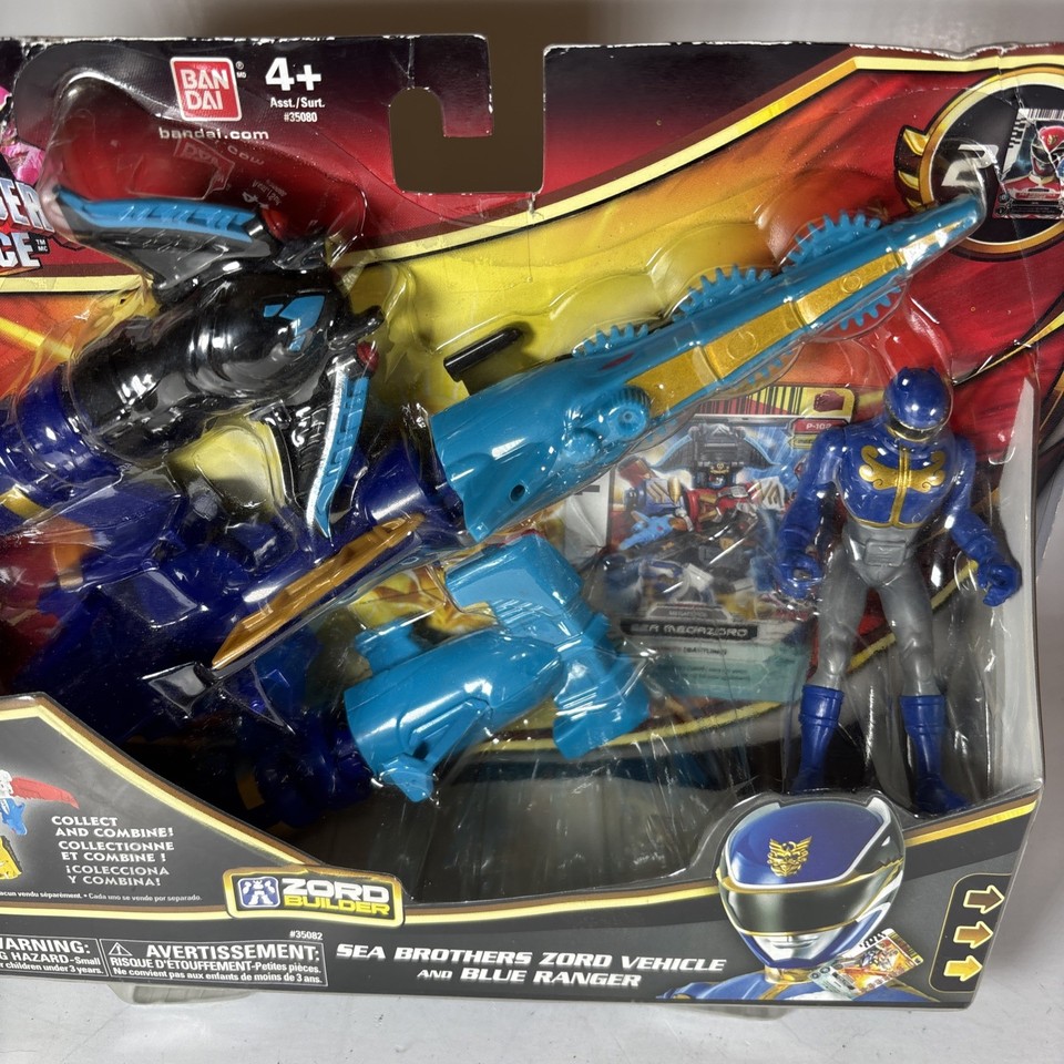 Power Rangers Megaforce Zord Builder BLUE Ranger w. SEA brothers zord ...