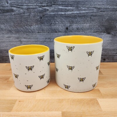 Honey Bee Canister Embossed Set by Blue Sky 4" & 5" Kitchen Home Décor ...