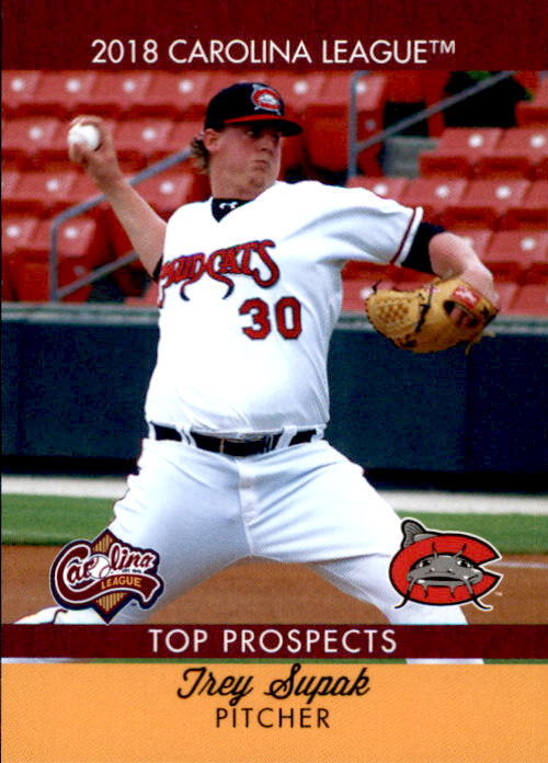 2018 Carolina League Prospects Choice #6 Trey Supak Bryan Texas TX ...