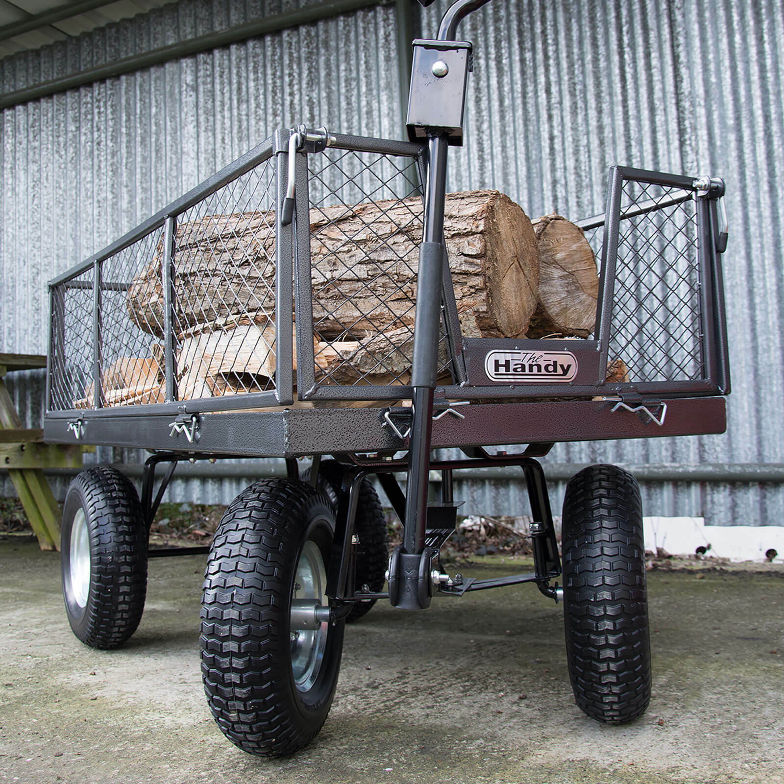 Handy THLGT Large Steel Garden Trolley with Punctureless Wheels 350kg ...