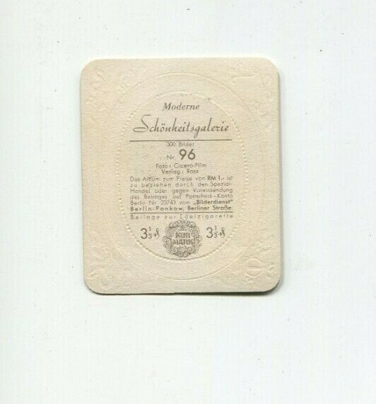 1934 KUR MARK GERMAN CIGARETTES MODERNE SCHOHEITSGALERIE #96 SUSI ...