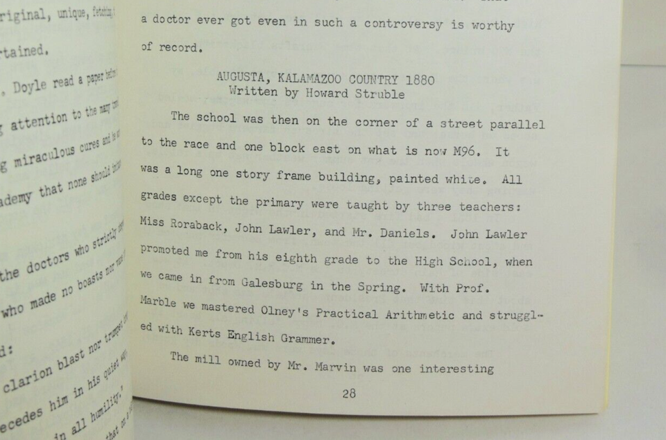 Early Days of Augusta Michigan by George Long and Howard Struble Local ...