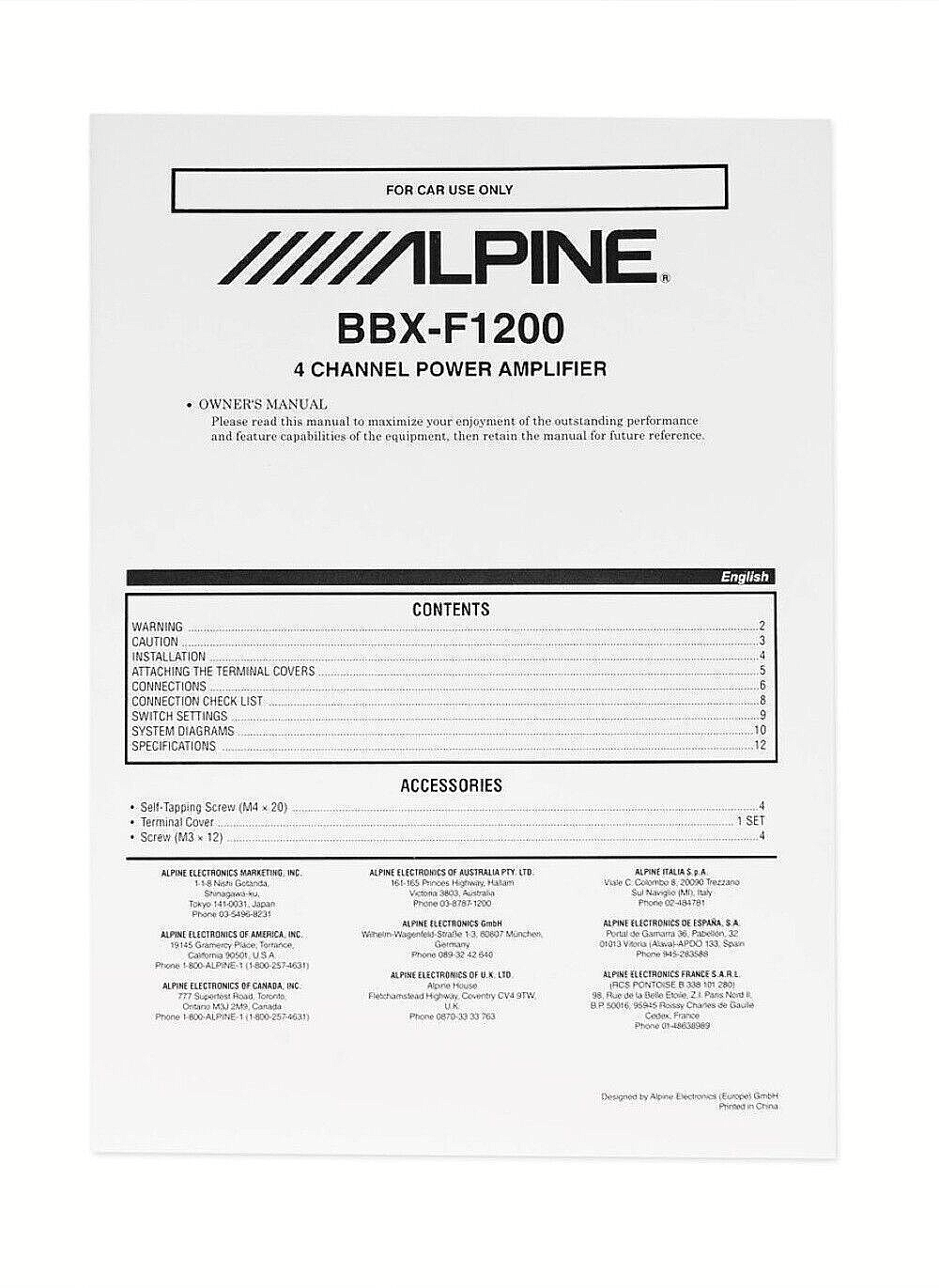 Alpine BBX-F1200 4-Channel Car Amplifier | 600W Max Power | High/Low ...