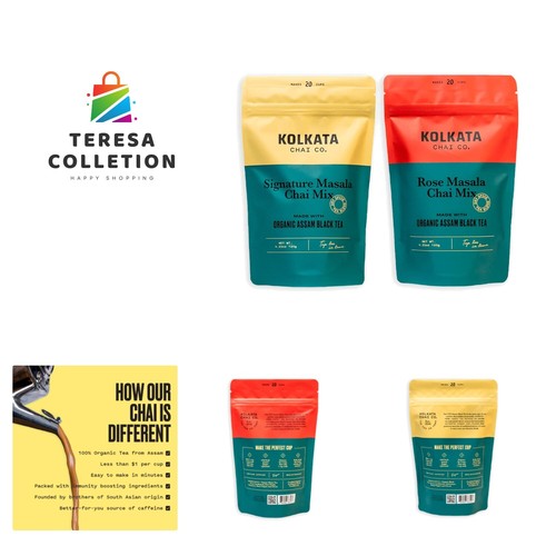 Kolkata Chai Signature Masala Chai & Rose Chai Combo Pack, Makes 40 ...