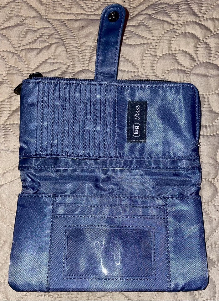 Lug Wallet Tram 2 Blue Snap 9 CC Sleeves ID Window 2 Zip Pocket ...