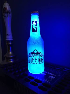 NBA Denver Nuggets Basketball 12oz Beer Bottle Light LED Bar Man Cave ...