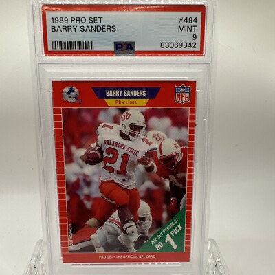 1989 Pro Set Barry Sanders Rookie Card #484 PSA 9 MINT Graded RC ...