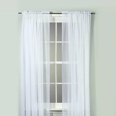 Voile Sheer Window Panel Single Rod Pocket, 59in X 84in 84 84" White ...