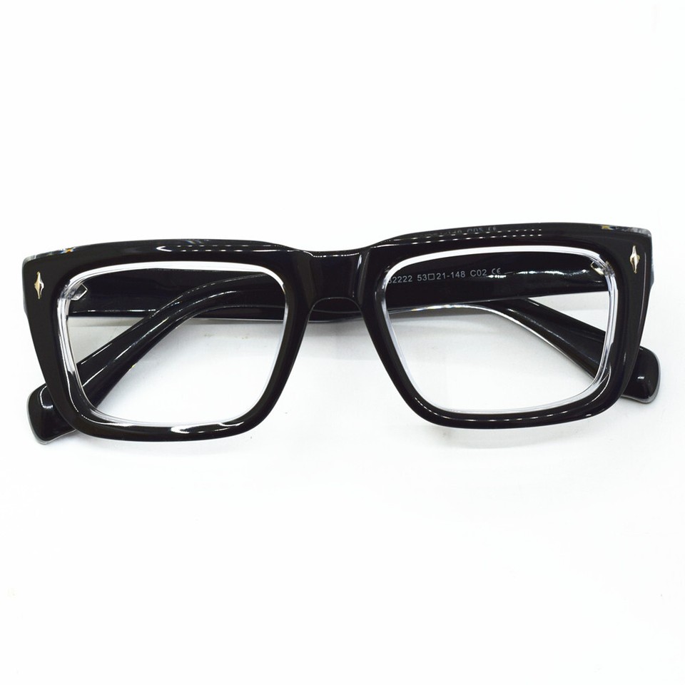 Retro Square Eyeglasses Frames Acetate Mens Women Glasses New Recessed ...