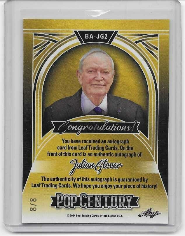 JULIAN GLOVER 2024 Leaf Pop Century Signature Refractor Auto Card ...