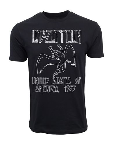 LED ZEPPELIN MENs ORIGINAL AND AUTHENTIC LICENSE 1977 DISTRESS LOGO T ...