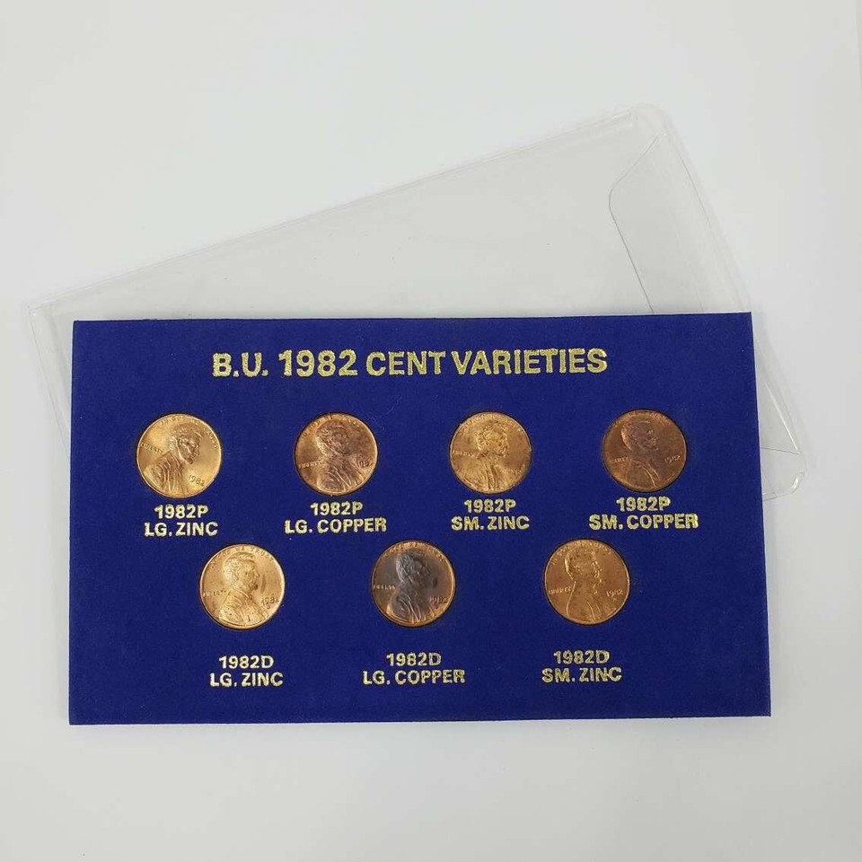 (1) 1982 US Lincoln Memorial 7 Varieties Penny 1c Cent Large & Small ...