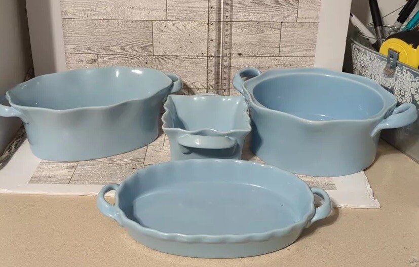Lot Of 4 BIA Light Blue Assorted Bowls, 3.5", 1.5", 2.5", 3.5" Tall. | eBay
