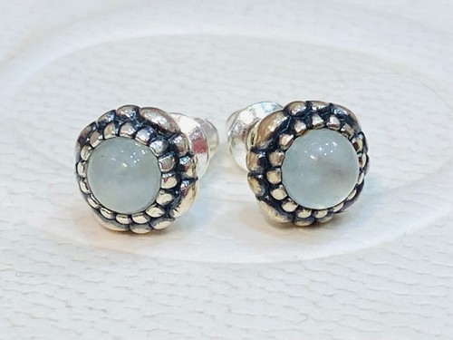 Authentic Pandora March Blue Aquamarine Birthstone Stud Earrings 290543 ...