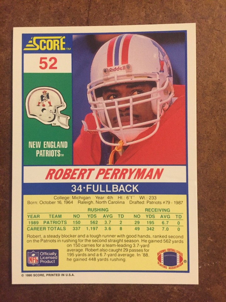 Robert Perryman 52 Score 1990 NFL Football Trading Card | eBay