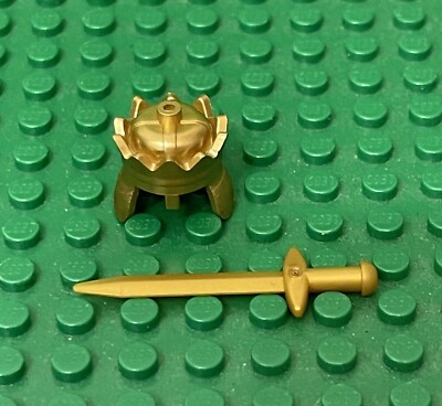 Lego 1 Metallic Gold King Crown And 1 Pearl Gold Long Sword / Castle ...