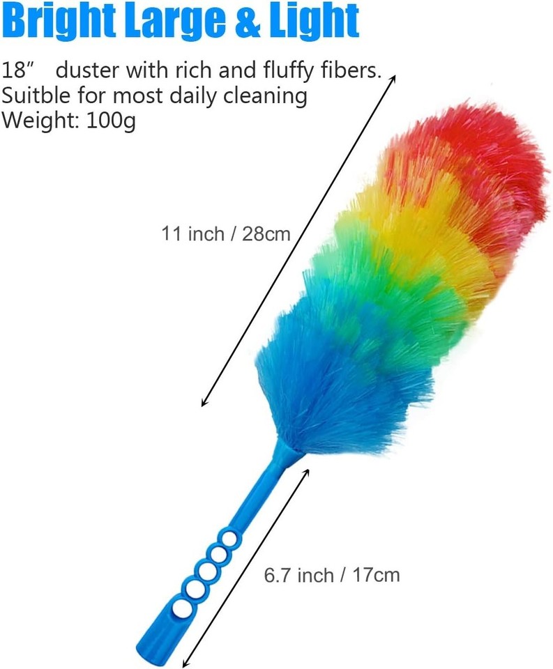 3 Pack Upgrade 19” Rainbow Static Feather Duster with Beandable Color ...