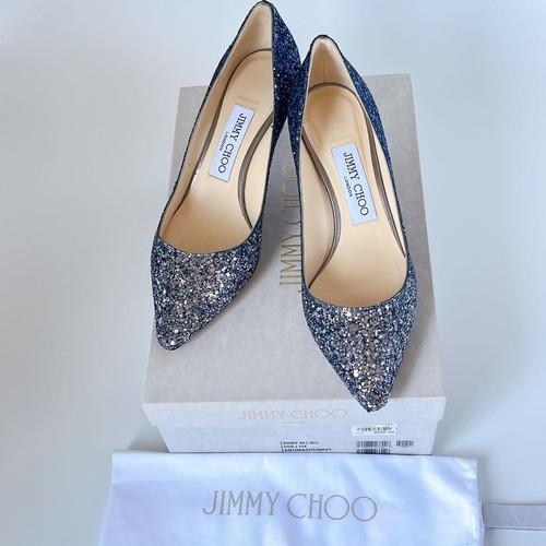 Jimmy Choo Pointed Toe Heel Navy Blue With Glitter Size 35.5 US About5.5 Women | eBay