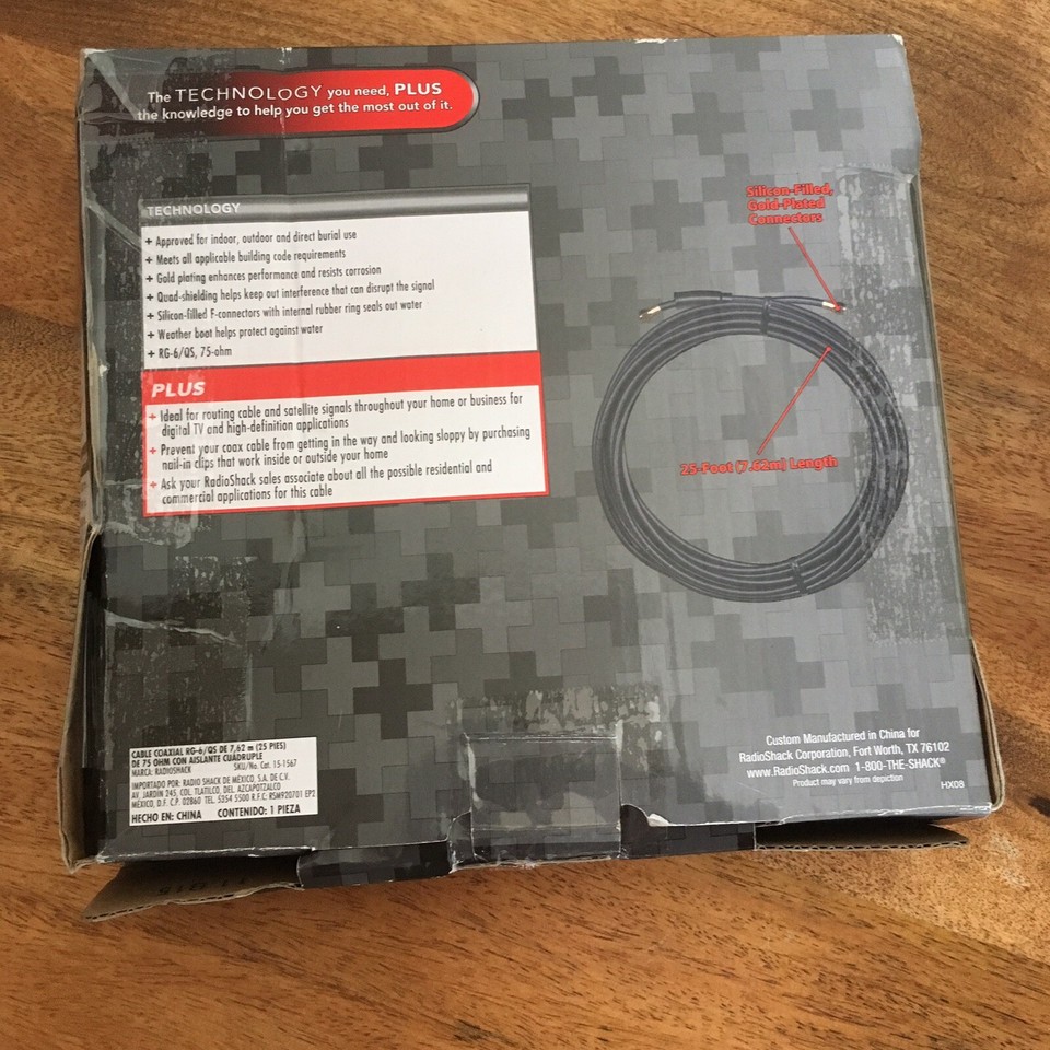 RadioShack 25-Ft. RG-6 Quad Shield Coax Cable (15-1567) Coax Cable | eBay