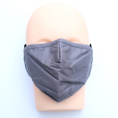 Mens Cool Cotton Grey Face Mask Reusable Washable Fabric Lined ...