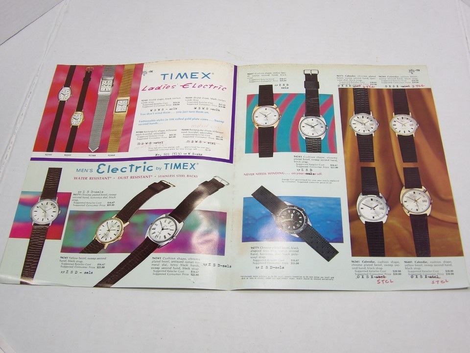Vtg 1970 Timex Electronic Wrist Watch Ad Ladies Mens Electric Fold-Out ...