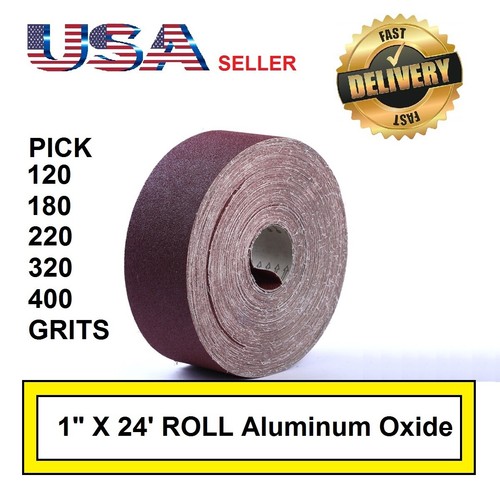 1" x 24' Emery Cloth Rolls 120 180 220 320 400 Grit Aluminum Oxide Pen ...