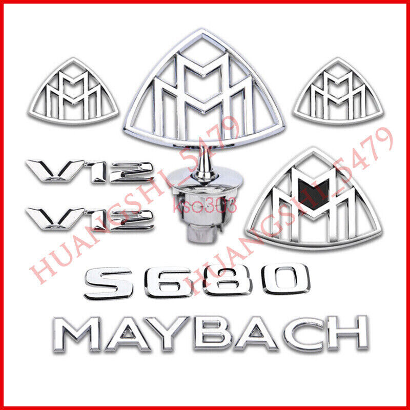 8pcs Chrome MAYBACH Front & Side & Trunk Emblem Badge Set for Mercedes ...