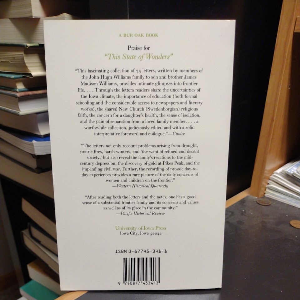 This State of Wonders Letters of an Iowa Frontier Family 1858-1861 | eBay