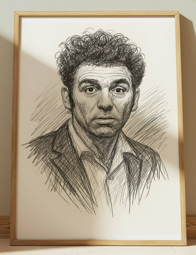 SEINFELD COSMO KRAMER DRAWING PRINT PORTRAIT SKETCH 8" x 10" PRINT WALL ...