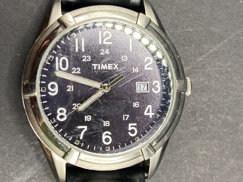 Timex Men Easy Reader Silver Tone Black Dial Date Round Quartz Watch ...