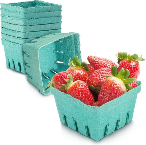 44 Pack Pint Green Molded Pulp Fiber Berry Basket Produce Vented ...