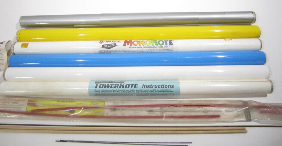 Vintage Lot Top Flite Monokote Towerkote Covering + Rods, Props RC ...