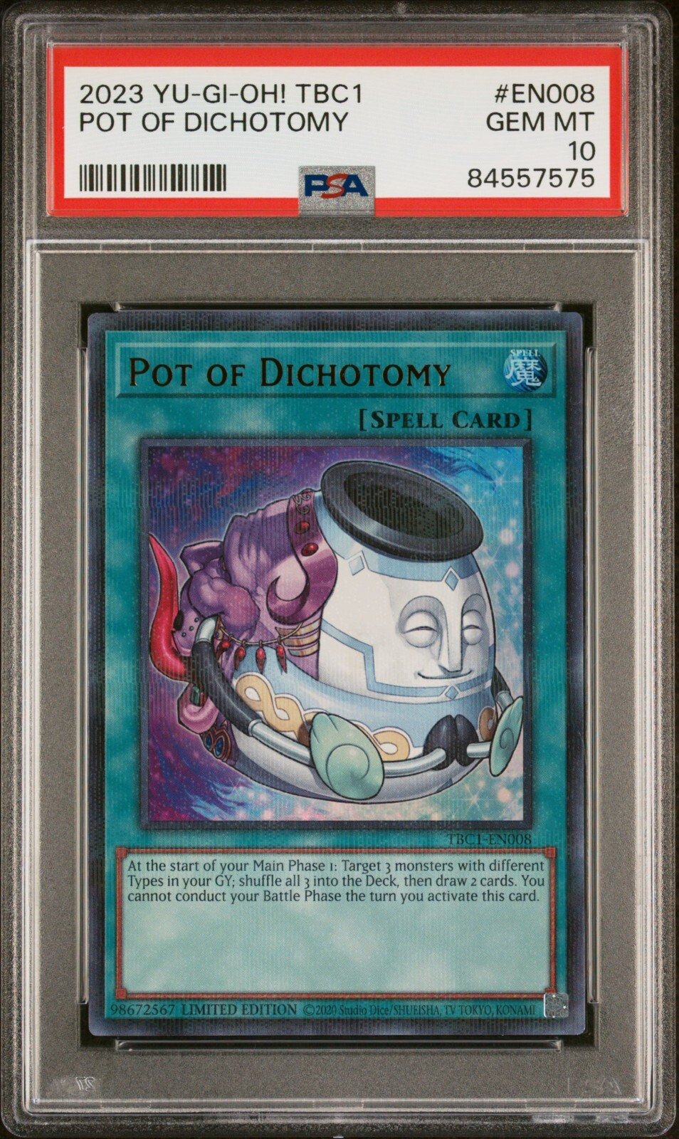 YUGIOH! PSA 10 2023 Pot of Dichotomy TBC1-EN008 Ultra Rare (STOCK PHOTO ...