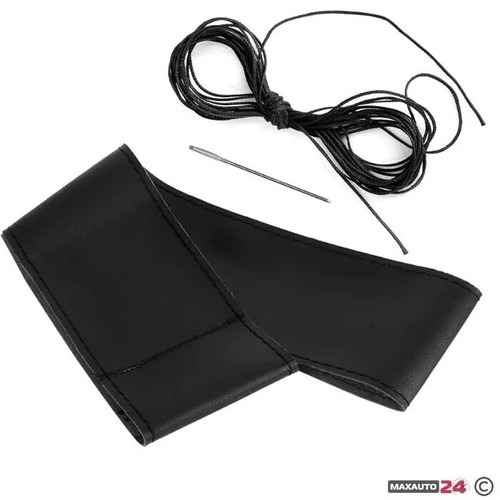 Black Steering Wheel Cover Eco Leather Look Car Van Soft Grip Lace Up ...