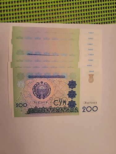 🇺🇿 Uzbekistan 200 sum som so'm P-80 1997 UNC (EACH) banknote 080724-15 ...