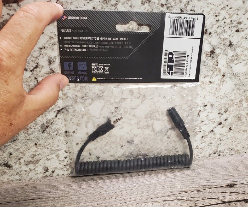 509 Helmet Extension Cable for Ignite S1 Battery Pack - F02012400-000 ...